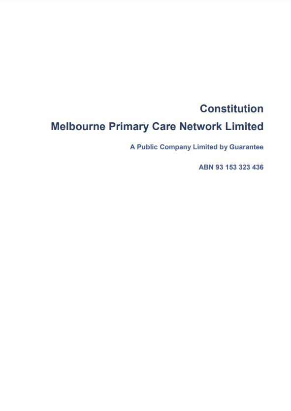 Melbourne Primary Care Network Constitution - North Western Melbourne ...