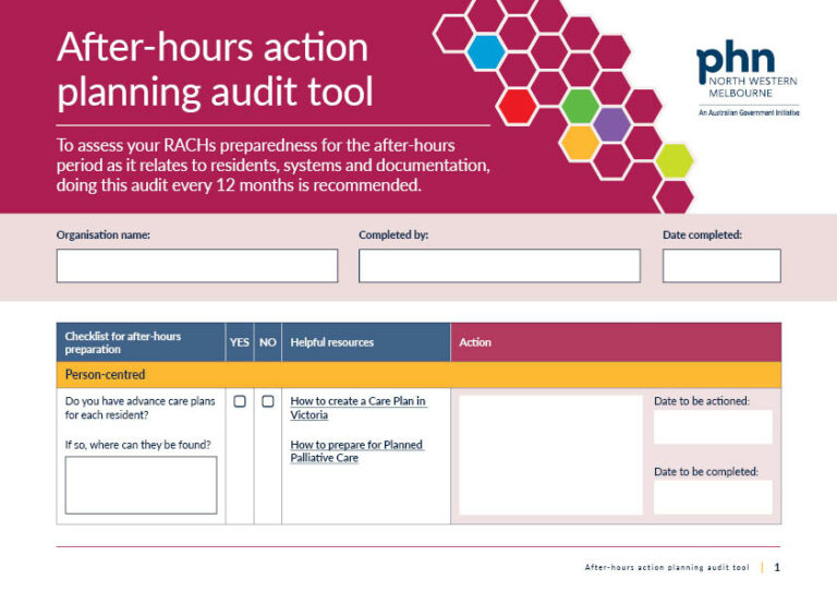 After-hours action planning audit tool - North Western Melbourne ...