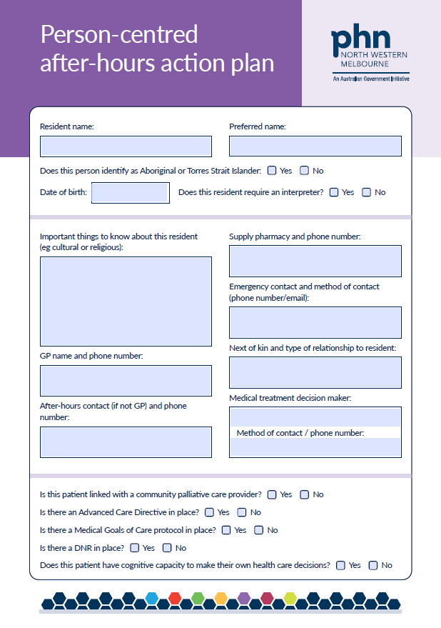Person-centred after-hours action plan - North Western Melbourne ...