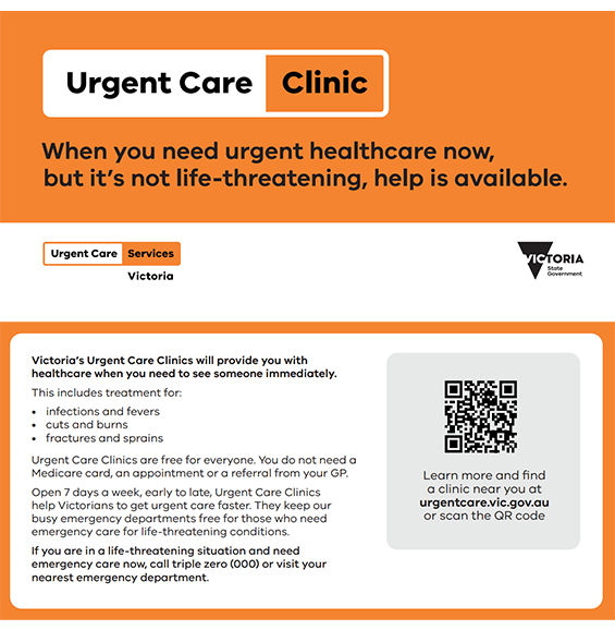 Urgent Care Clinics - poster - North Western Melbourne Primary Health ...