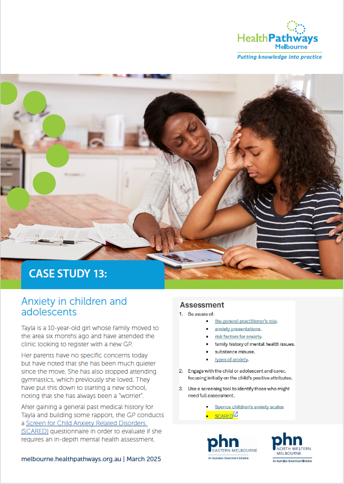 HealthPathways Melbourne case study – Anxiety in children and adolescents - North Western ...