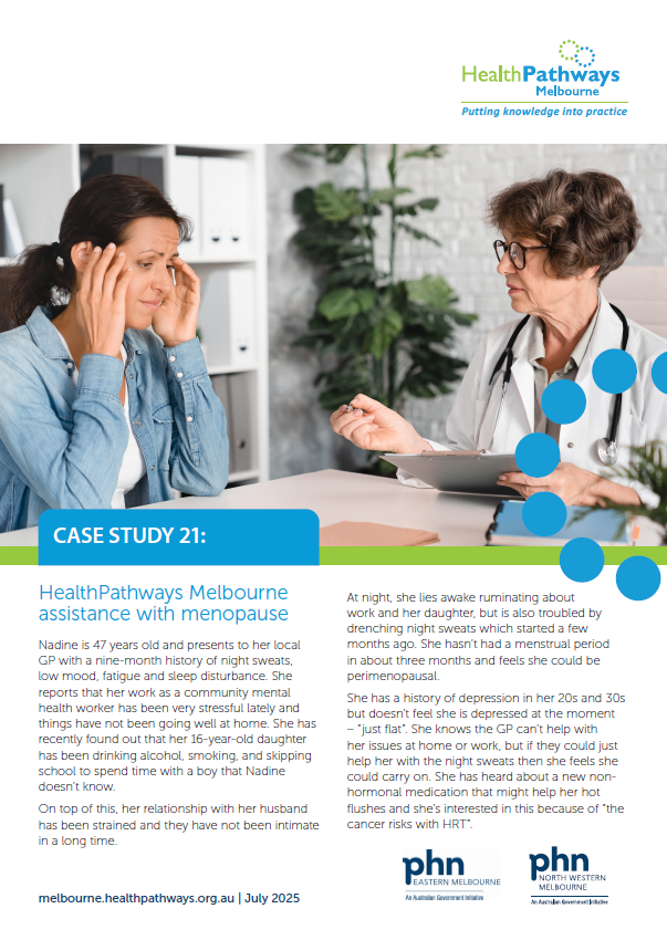 HealthPathways Melbourne case study - Assistance with menopause - North ...
